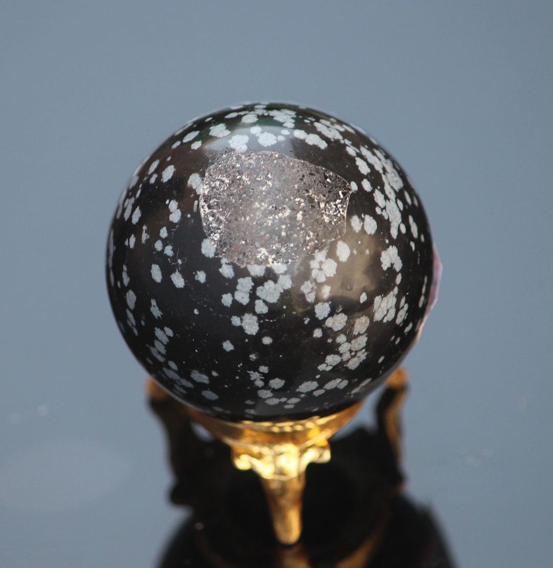 Mini 50MM Snowflake Obsidian Sphere: Healing Chakra Crystal Stone - Etsy