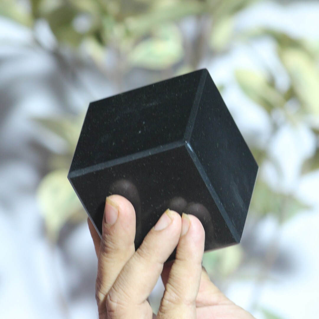Huge Black Tourmaline Cube Healing Crystal Polished Stone 70MM Gemstone ...