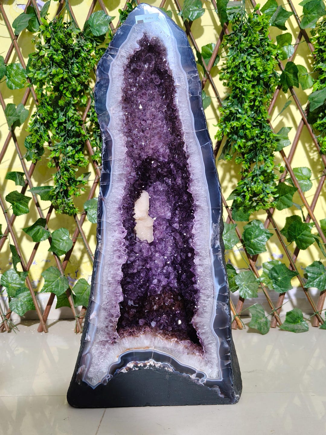 A+ MASSIVE Amethyst Cathedral Geode With Golden Rutile Quartz, Brazil ...