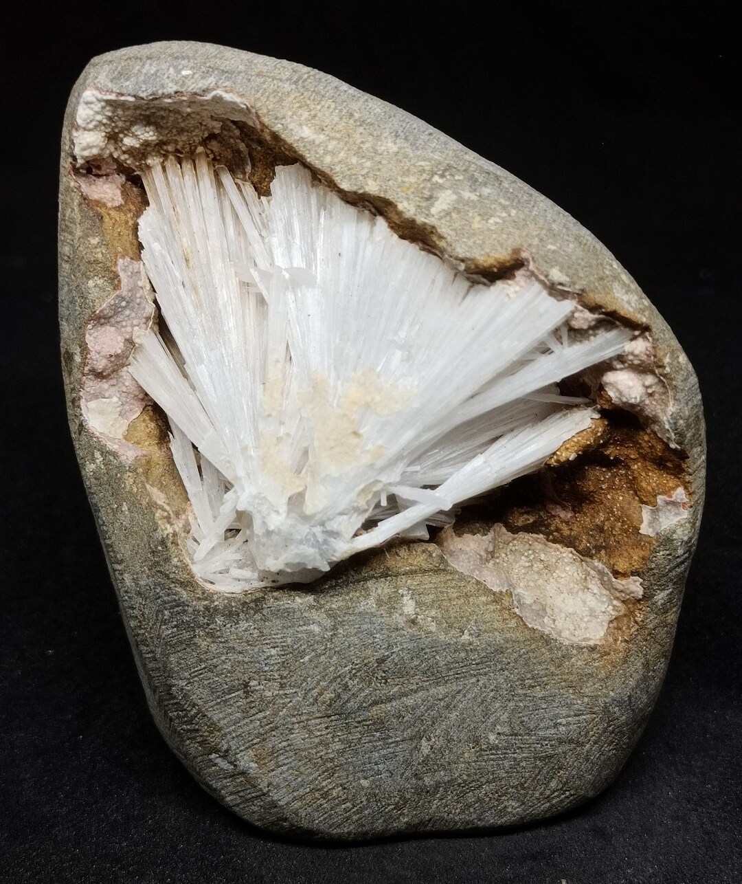 Amazing RARE Scolecite Spray Inside Geode Natural Mineral Specimen ...