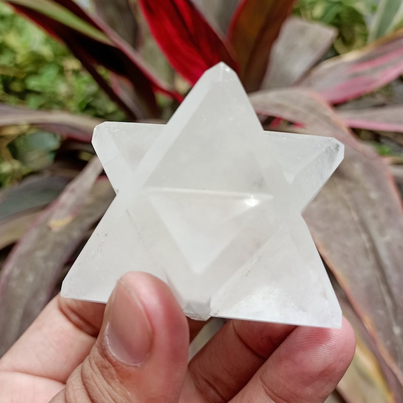 60MM Clear Quartz Crystal Merkaba Star: Sacred Geometry Stone - Etsy