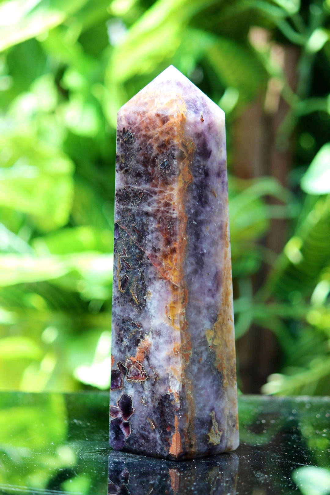 Large ~ 220MM 4 Faceted Purple Auralite 23 Crystal Tower Metaphysical ...