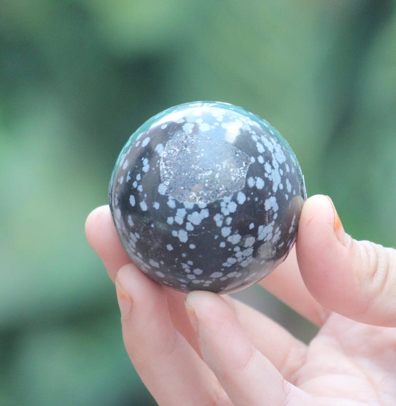 Mini 50MM Snowflake Obsidian Sphere: Healing Chakra Crystal Stone - Etsy