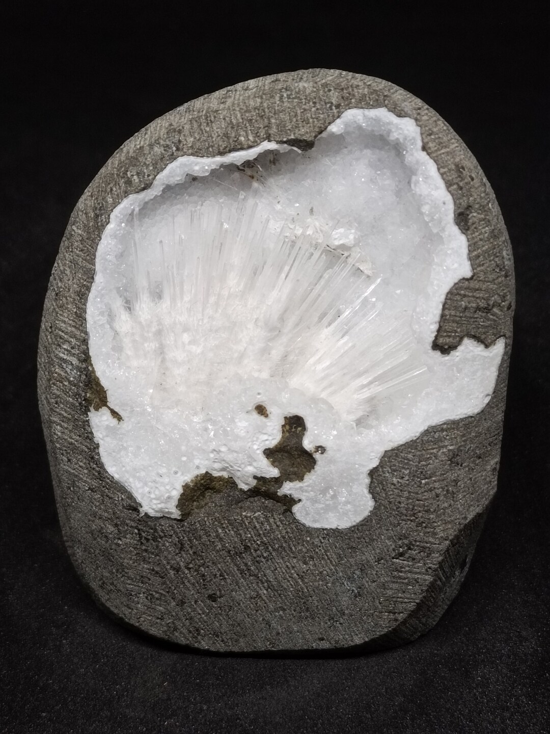 AA Beautiful Scolecite Spray Inside Crystal Quartz Geode, Natural Geode ...
