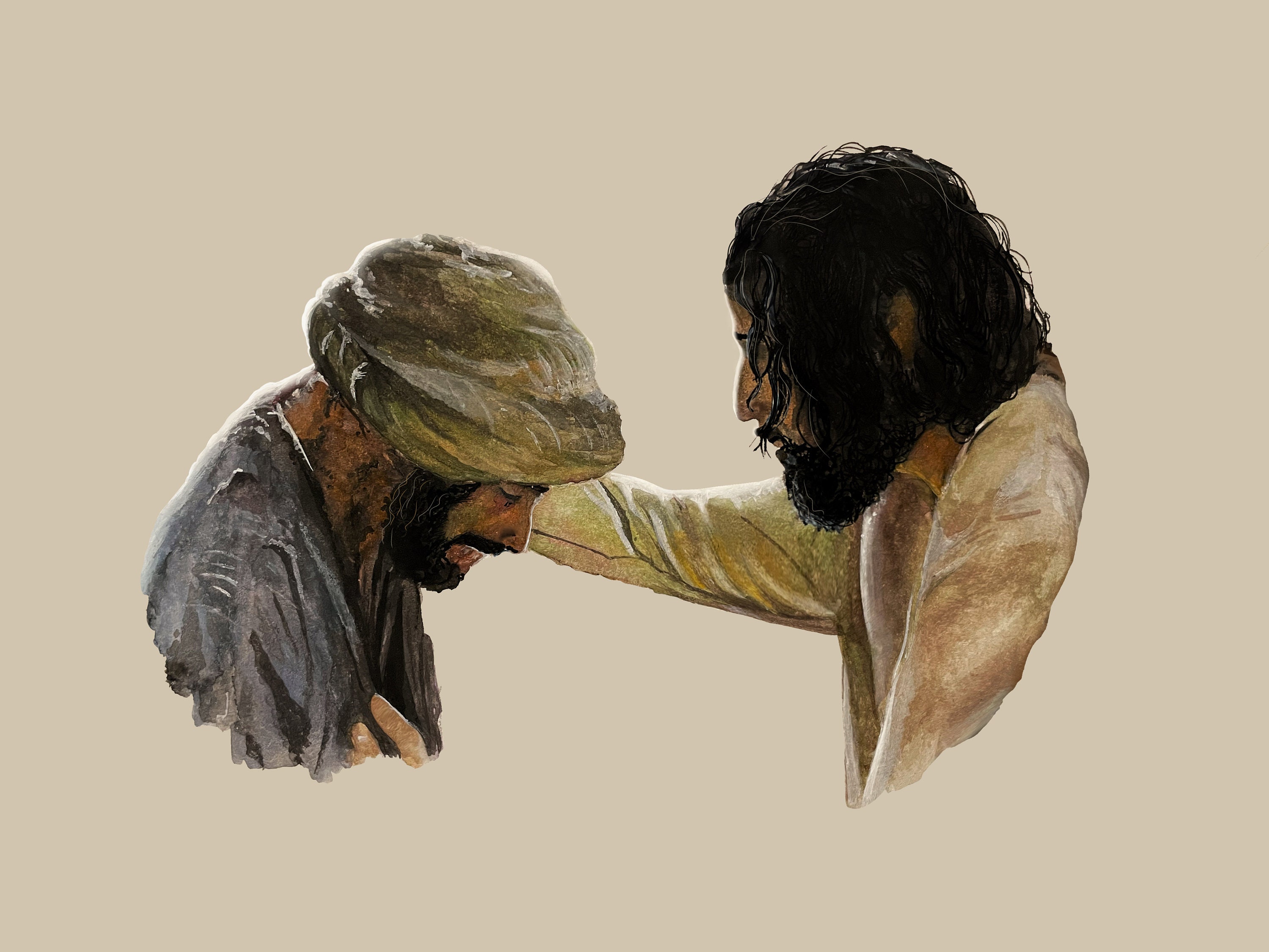 Clean Print Jesus Heals a Leper Repentance Recovery Watercolor Artwork ...