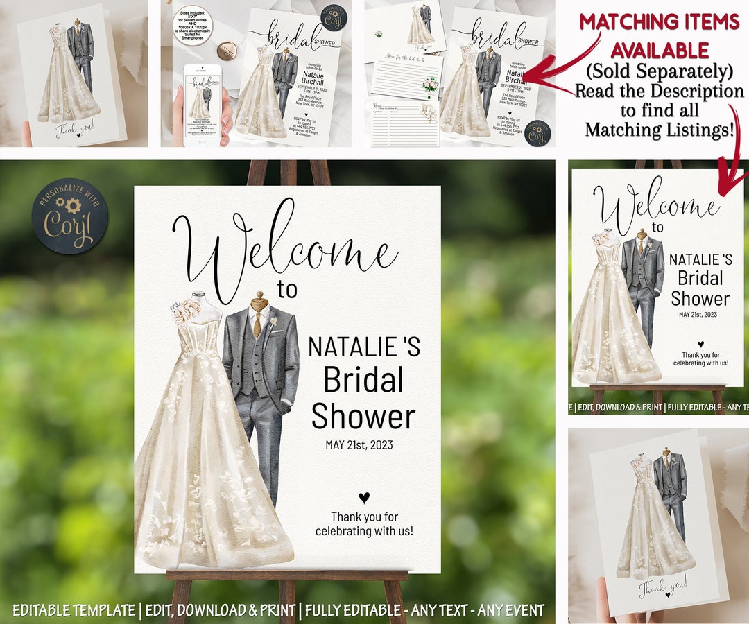 Bridal Shower Welcome Wedding Welcome Sign Editable Bride Groom Welcome ...