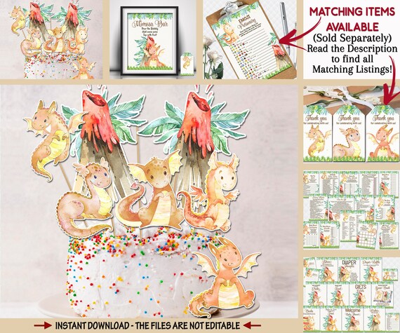 Dragons Centerpieces Dragon Birthday Party Cake Topper Table | Etsy