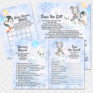 Penguin Baby Shower Games Package Nursery Rhyme Celebrity - Etsy