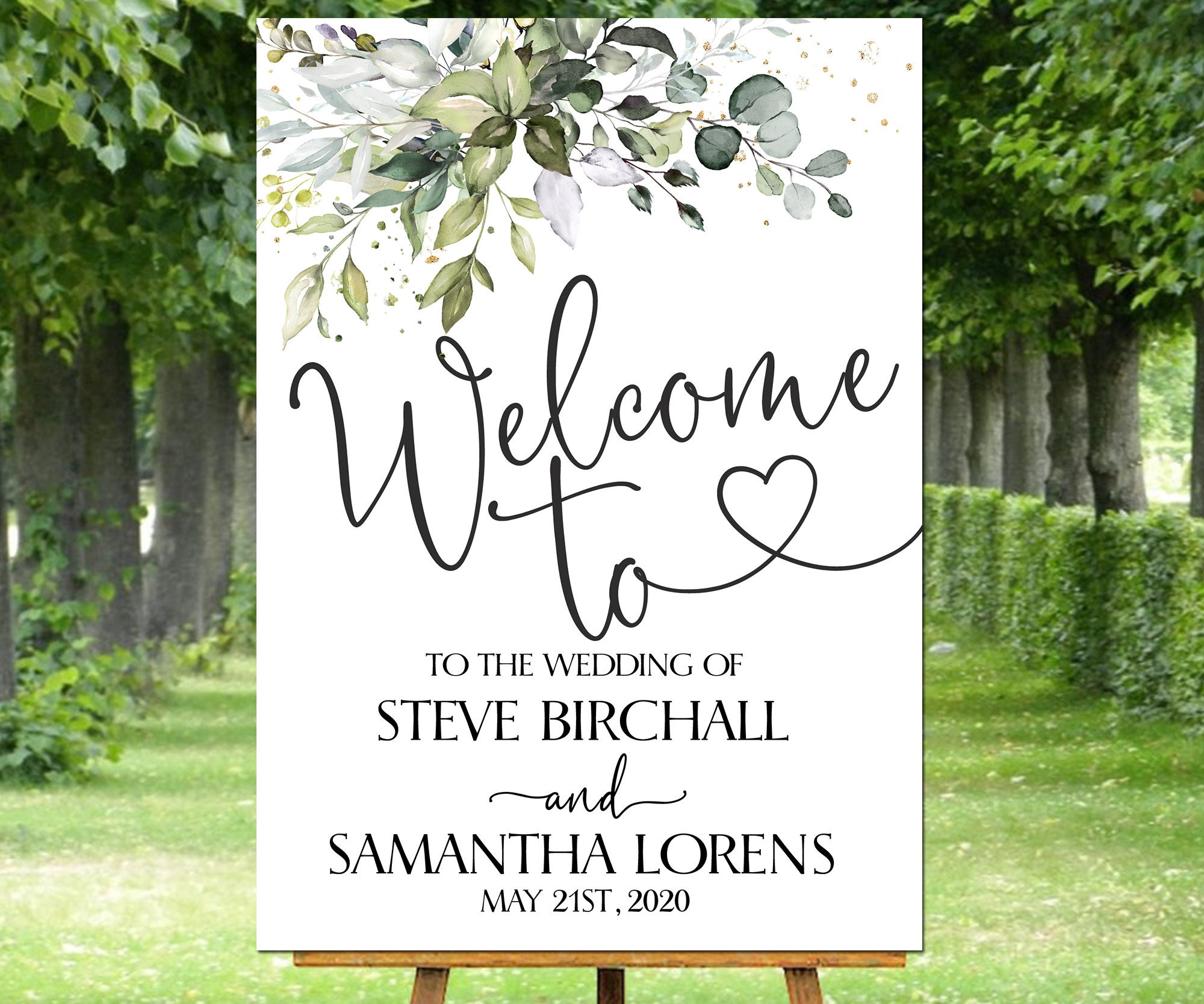 Wedding Welcome Sign eucalyptus Welcome greenery Poster | Etsy