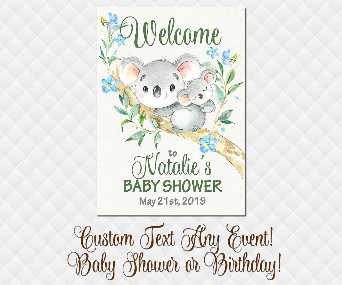 Koala Baby Shower Welcome Sign neutral Welcome Poster | Etsy