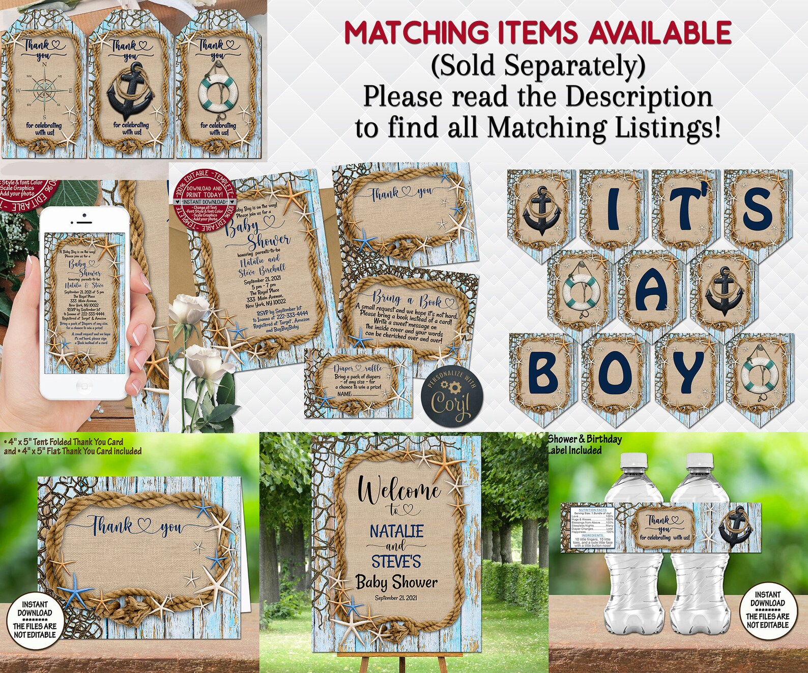 Nautical Water Bottle Labels Under the Sea Baby Shower Ocean - Etsy