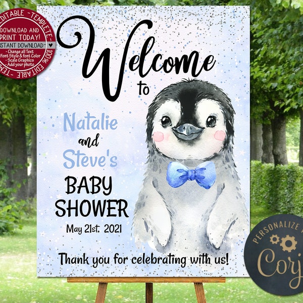 Penguin Welcome Sign - Etsy