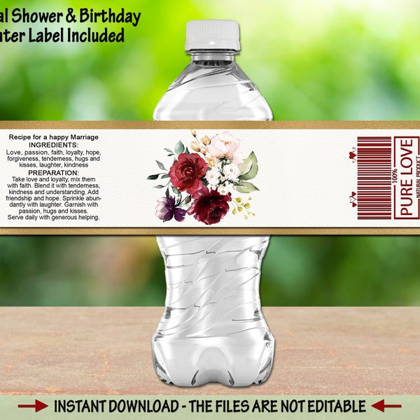 Bridal Shower Water Bottle Labels Stickers - Etsy