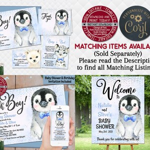 Penguin Baby Shower Games Package Nursery Rhyme Celebrity Bingo Quiz ...