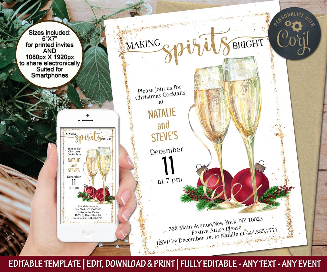 Making Spirits Bright Holiday Cocktail Drinks Champagne Party ...