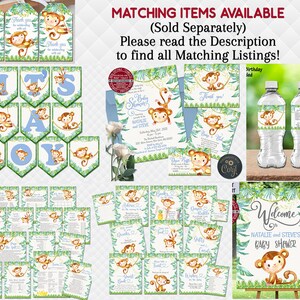 Monkey Baby Shower Thank You Tags Birthday DIY Set of Tags Tag Party ...