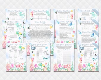 Under the Sea Baby Shower Games Package Bingo What's in | Etsy