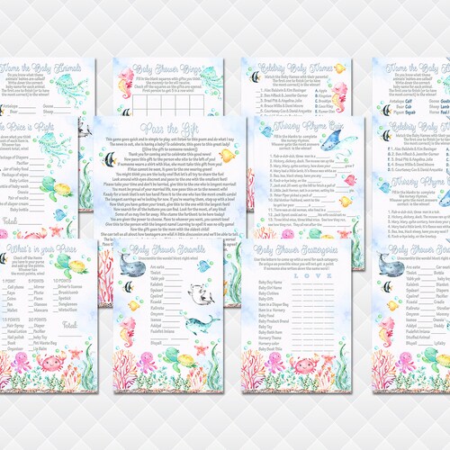 Under the Sea Baby Shower Games Package Bingo What's in - Etsy