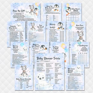 Penguin Baby Shower Games Package Nursery Rhyme Celebrity - Etsy