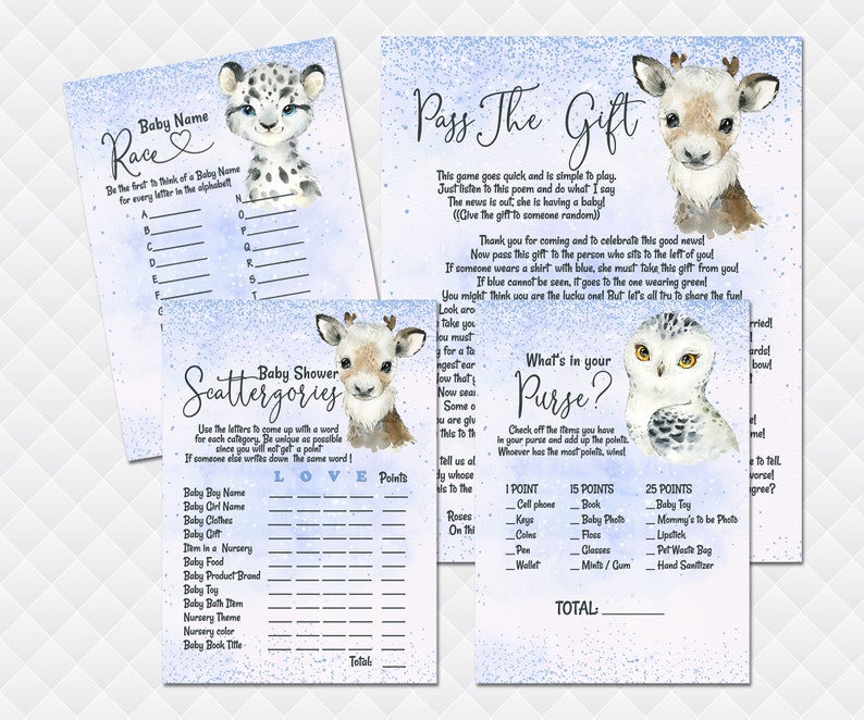 Penguin baby shower games package Nursery Rhyme Celebrity | Etsy