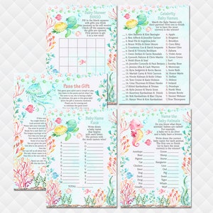 Under the Sea Baby Shower Games Package Bingo What's in Your Purse Quiz ...