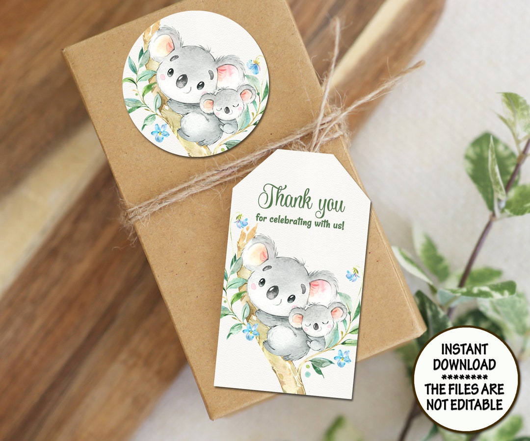 Koala Baby Shower Tags Koala Cupcake Topper Birthday Baptism Tags Party ...