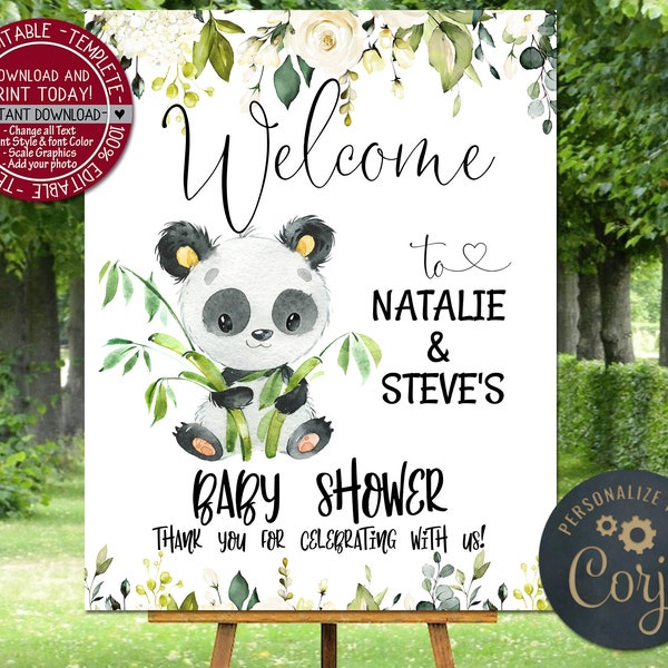 Panda Welcome Sign Baby Shower - Etsy