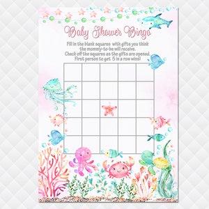 Under the Sea Baby Shower Games Package Bingo What's in Your Purse Quiz ...