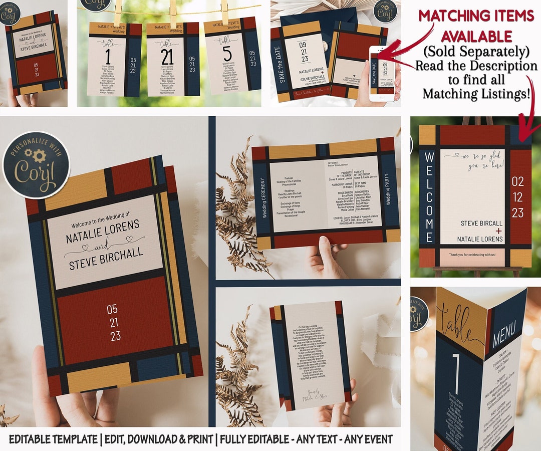 Modern Art Wedding Program Watercolor Abstract Printable Wedding ...