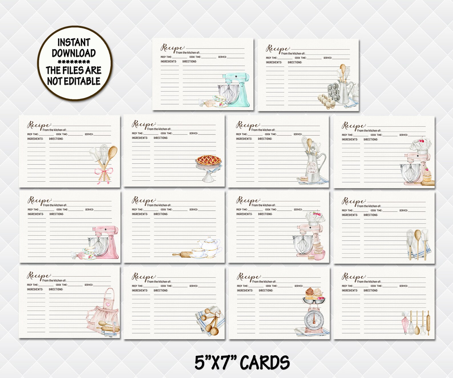 Kitchen Tools Recipe Card for the Bride Bring a Recipe Ticket - Etsy