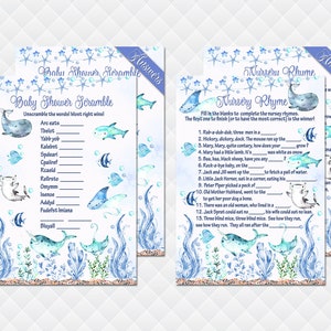 Under the Sea Baby Shower Games Package Celebrity Nursery Rhyme Game ...