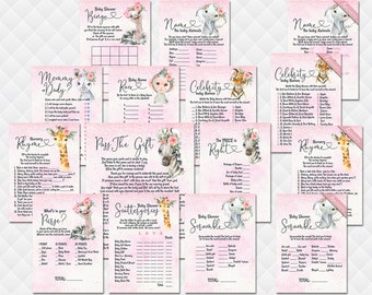 Pink Elephant Nursery Rhyme Quiz Baby Shower Game Girl - Etsy