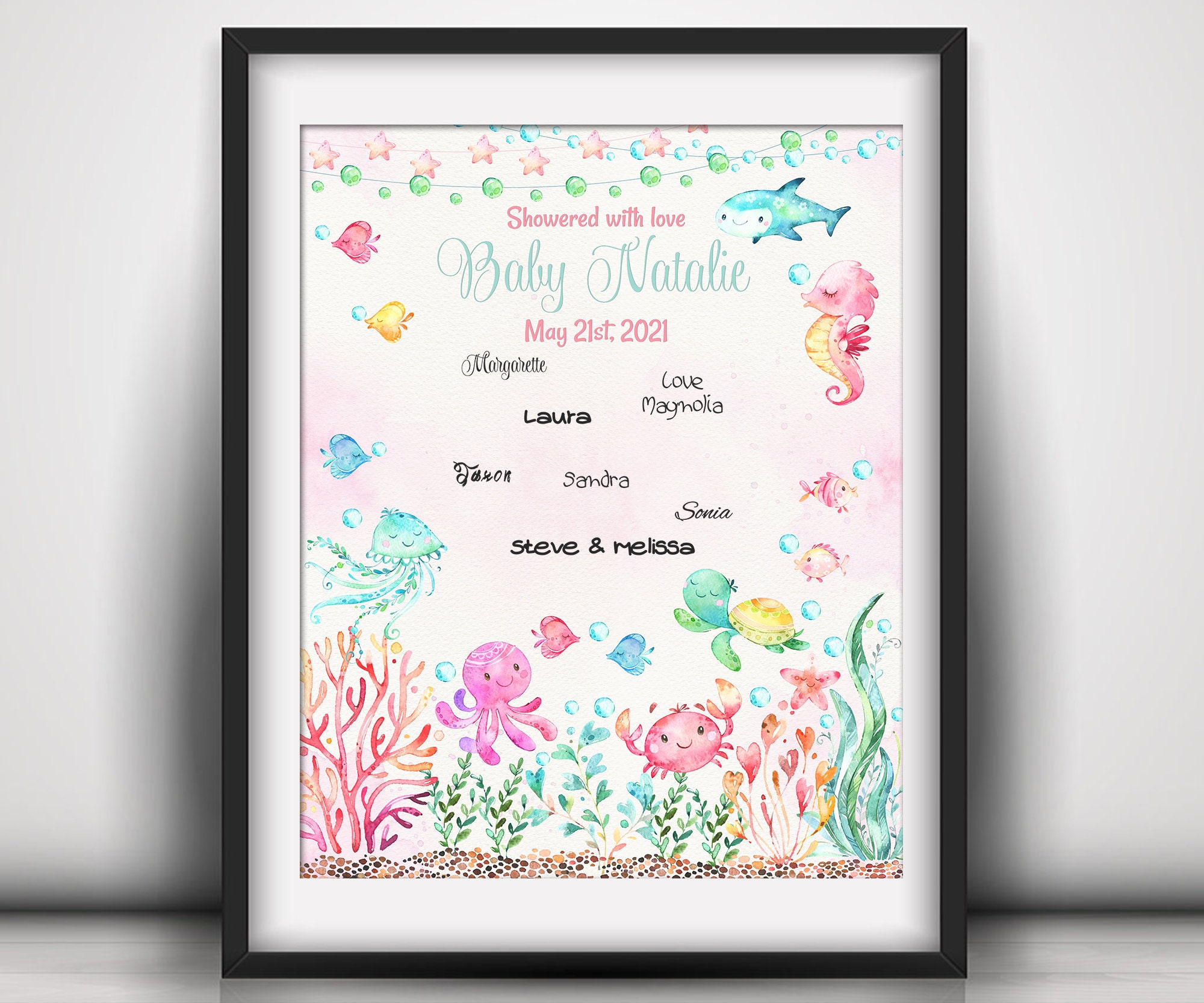 Under the Sea Thumbprint Alternative Guest Book Ocean | Etsy