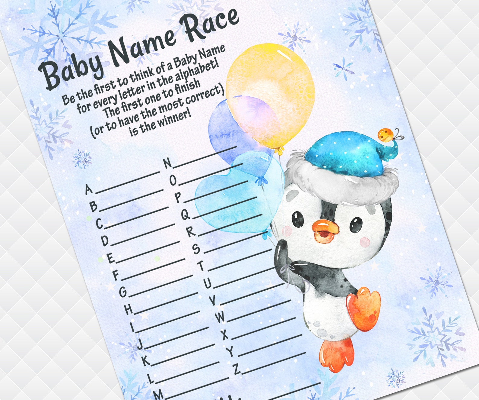 Penguin Baby Shower Games Package Nursery Rhyme Celebrity | Etsy