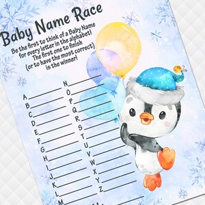 Penguin Baby Shower Games Package Nursery Rhyme Celebrity Bingo Quiz ...