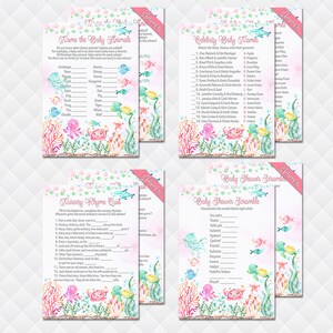 Under the Sea Baby Shower Games Package Bingo What's in Your Purse Quiz ...