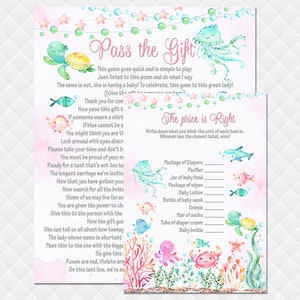 Under the Sea Baby Shower Games Package Bingo What's in Your Purse Quiz ...