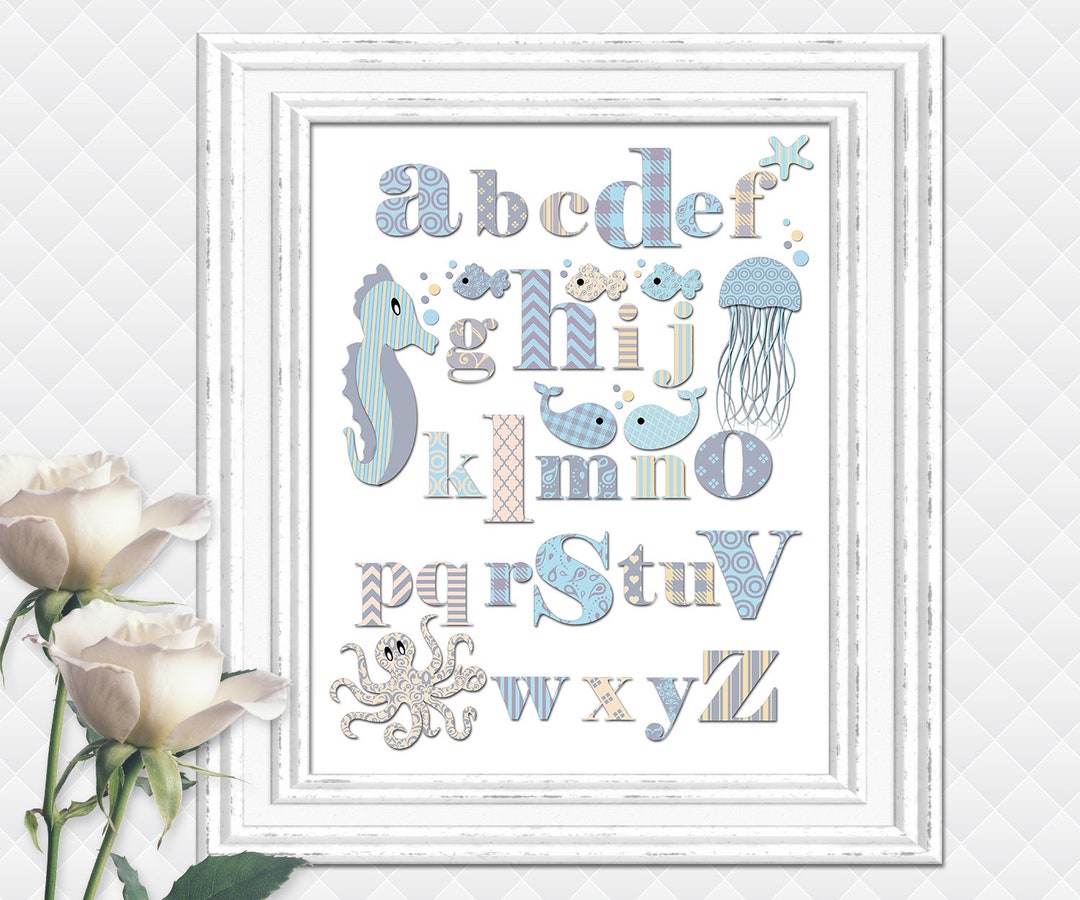 Nursery Art Nautical ABC Wall Decoration Baby Boy Room Decor - Etsy