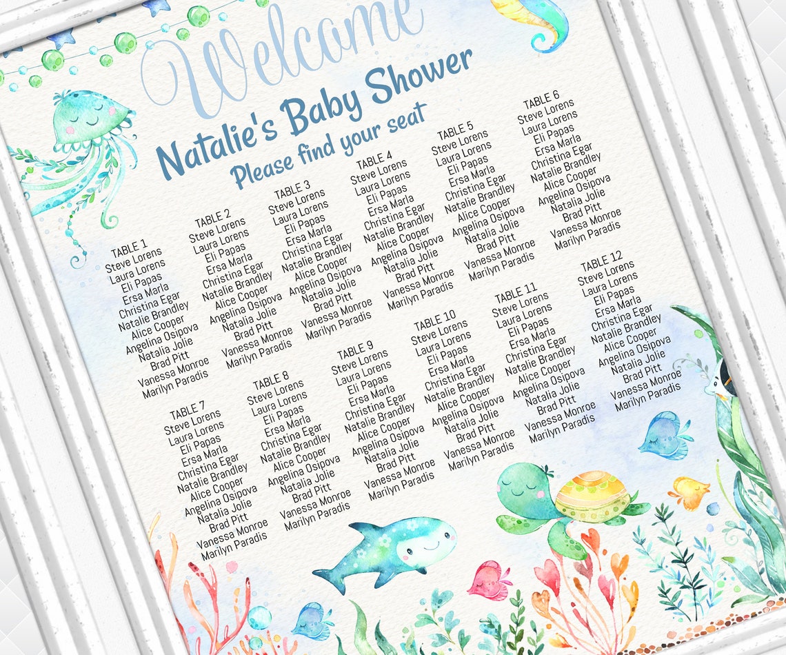 Under the Sea Seating Chart Template Editable Oceans Seating | Etsy