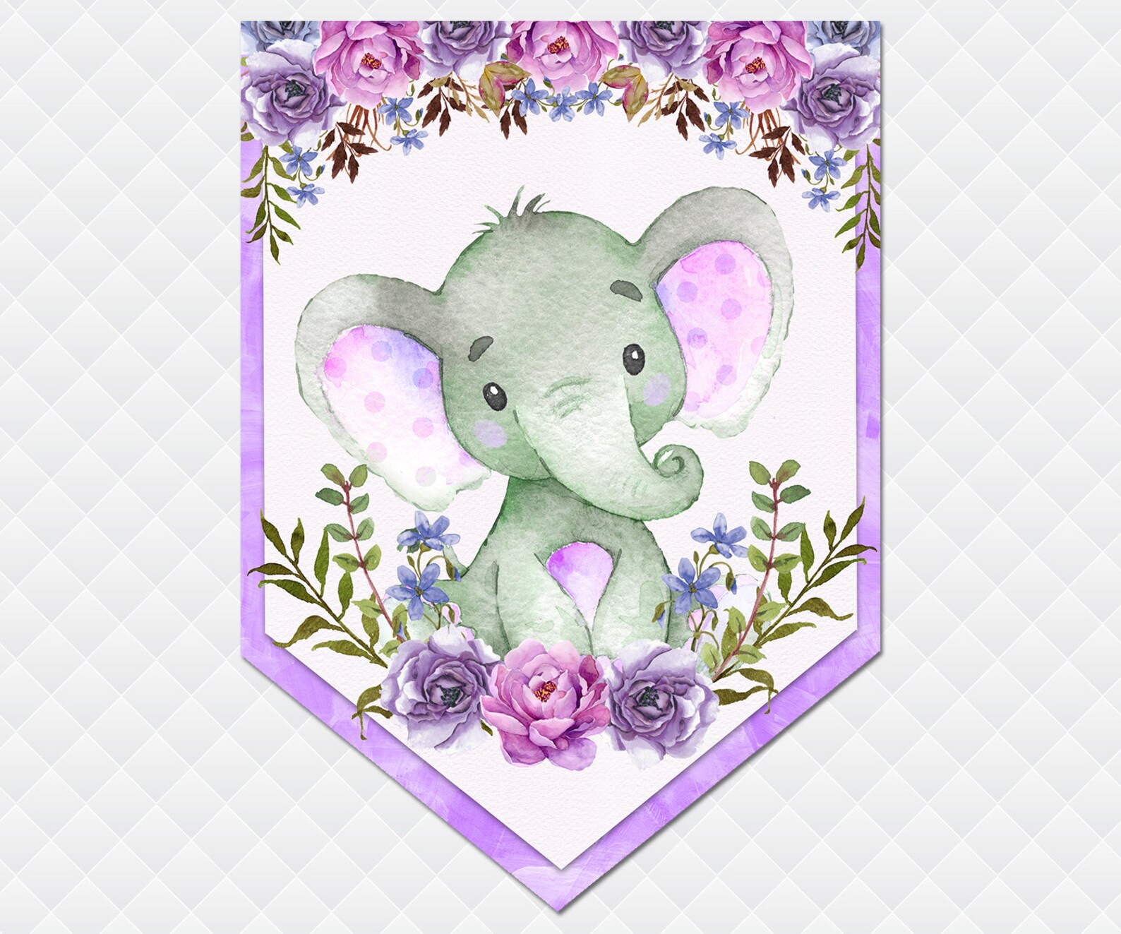 Elephant banner It's a girl sign baby shower decoration | Etsy