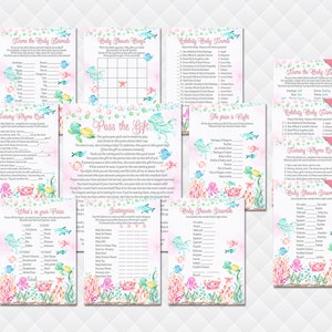 Under the Sea Baby Shower Games Package Bingo What's in Your Purse Quiz ...