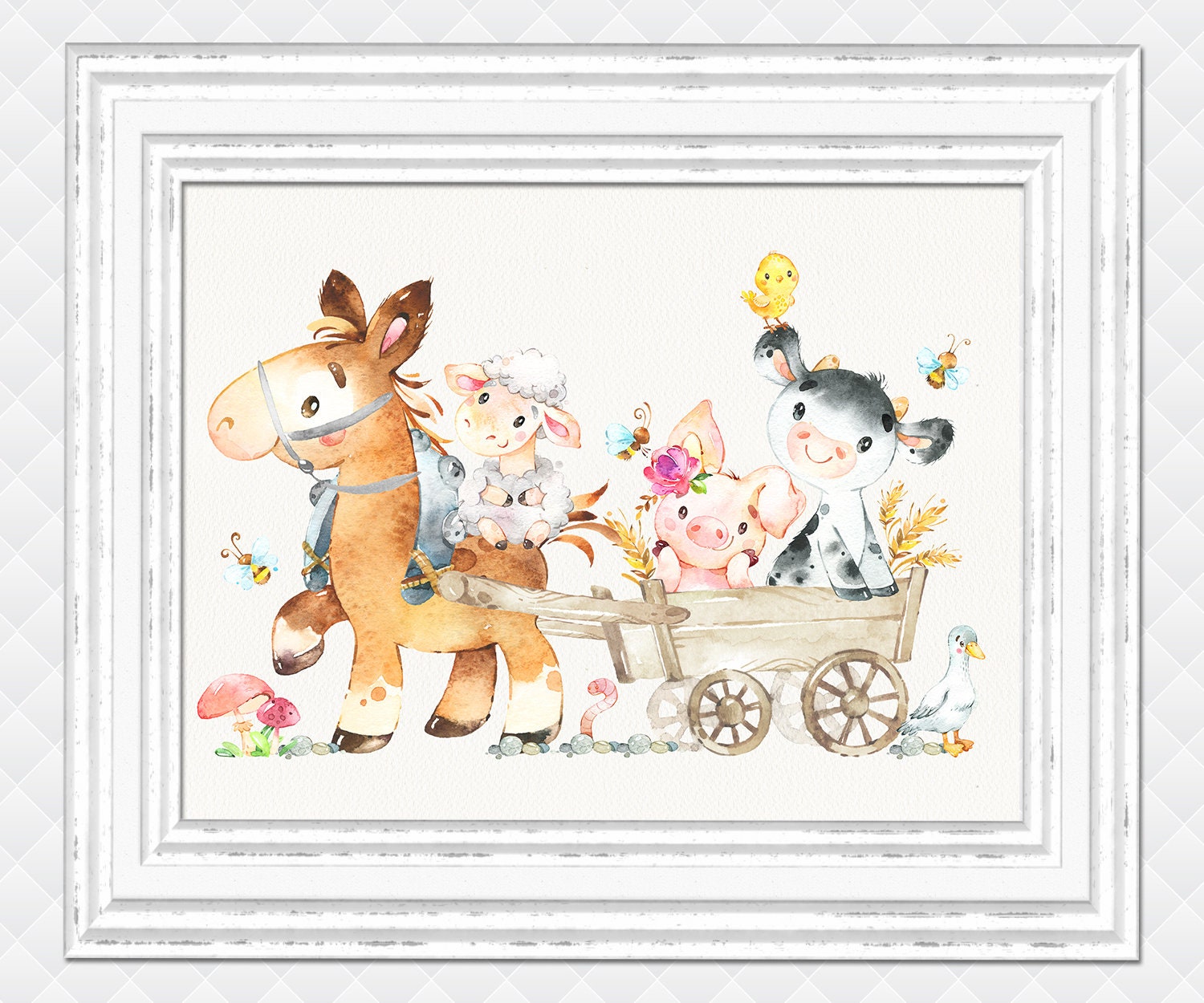 Farm Animals Nursery Wall Decor Kids Artwork Neutral Wall Art | Etsy