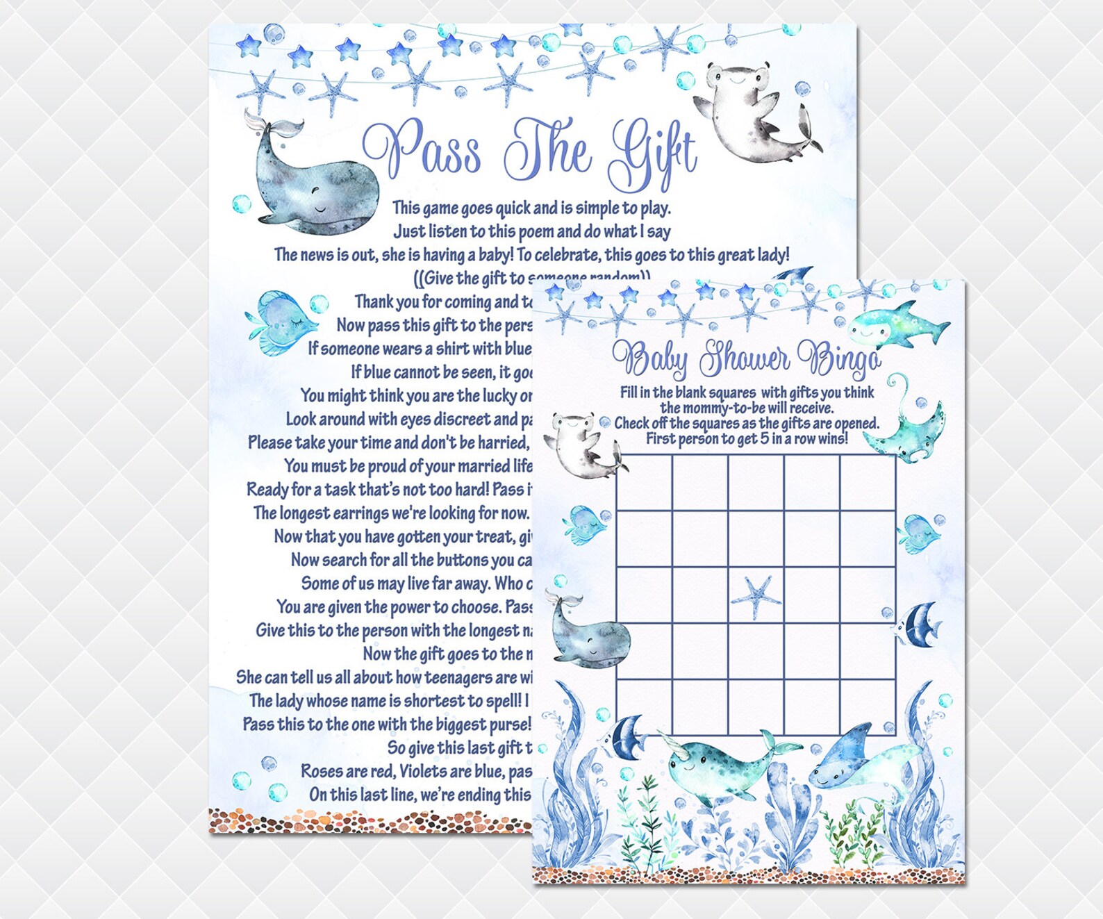 Under the Sea Baby Shower Games Package Celebrity Nursery - Etsy