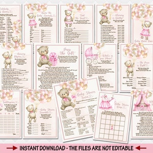 Teddy Bear Baby Shower Games Package Bingo What's in Your Phone Quiz ...