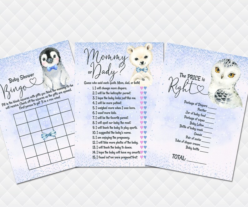 Penguin Baby Shower Games Package Nursery Rhyme Celebrity | Etsy