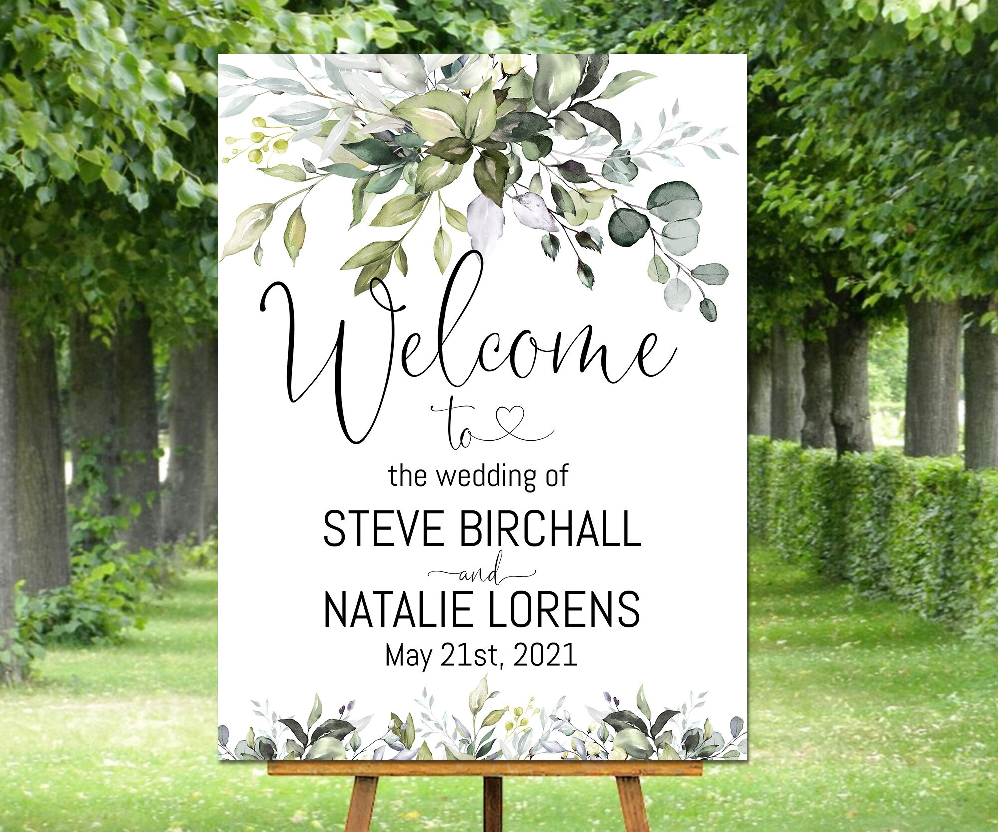 Wedding Welcome Sign Eucalyptus Welcome Greenery Poster | Etsy