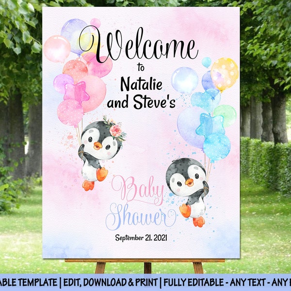 Penguin Welcome Sign - Etsy
