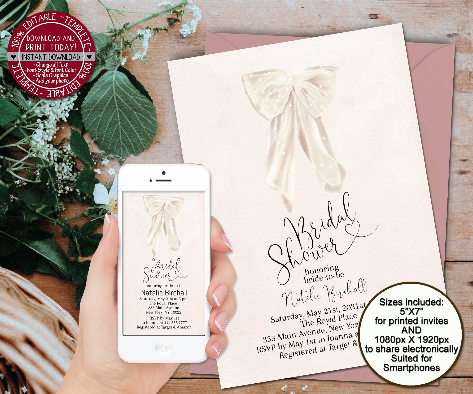 Bows Bridal Shower Invitation Bow Shower Invite Set Activities | Etsy