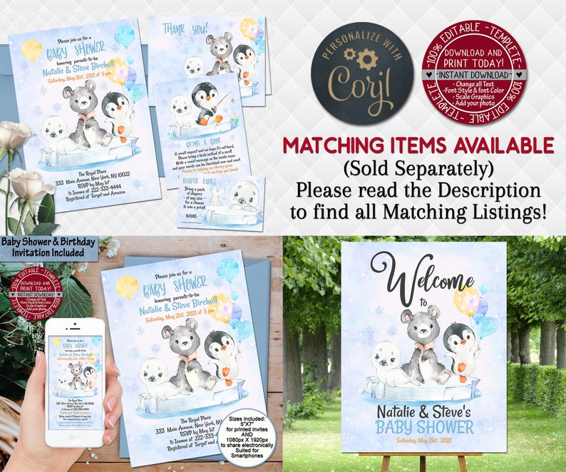 Penguin Baby Shower Games Package Nursery Rhyme Celebrity - Etsy