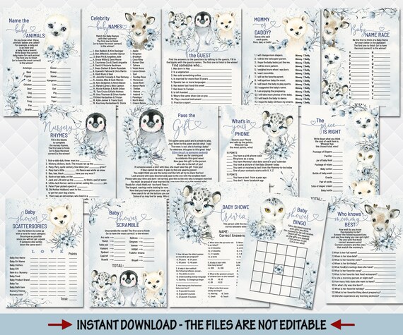 Party Favors & Games Penguin baby shower games package Nursery Rhyme ...